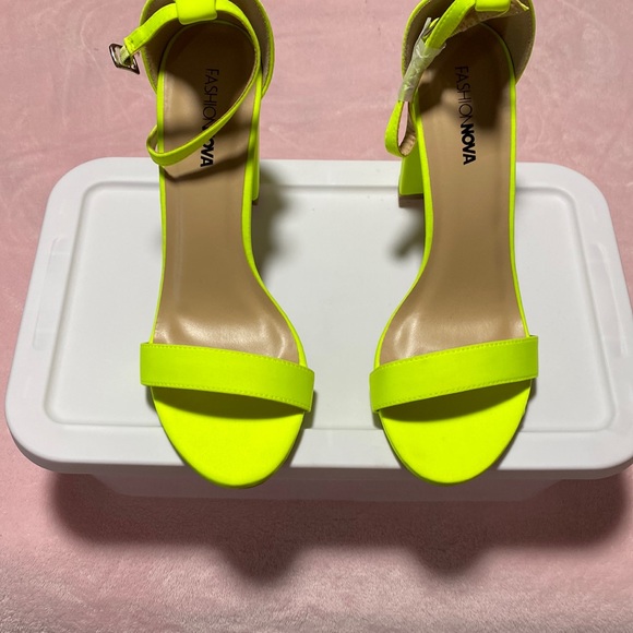 Shoes | Neon Green Fashion Nova High Heels | Poshmark